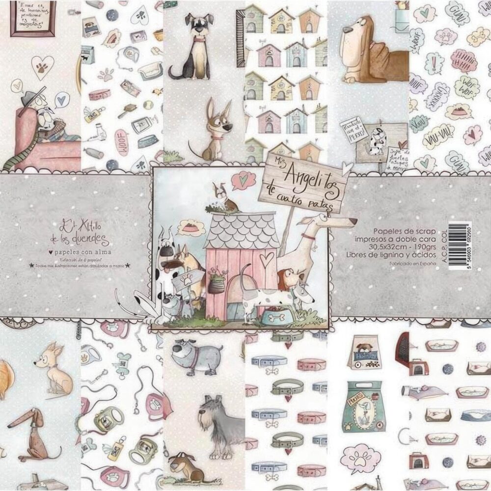 set de 6 papeles 12"x12" Mis angelitos de cuatro patas - El Altillo de ...